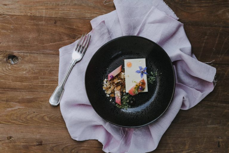 Yoghurt Terrine, Roasted Rhubarb, Toasted Salted Oats and Sweet Cicely ...